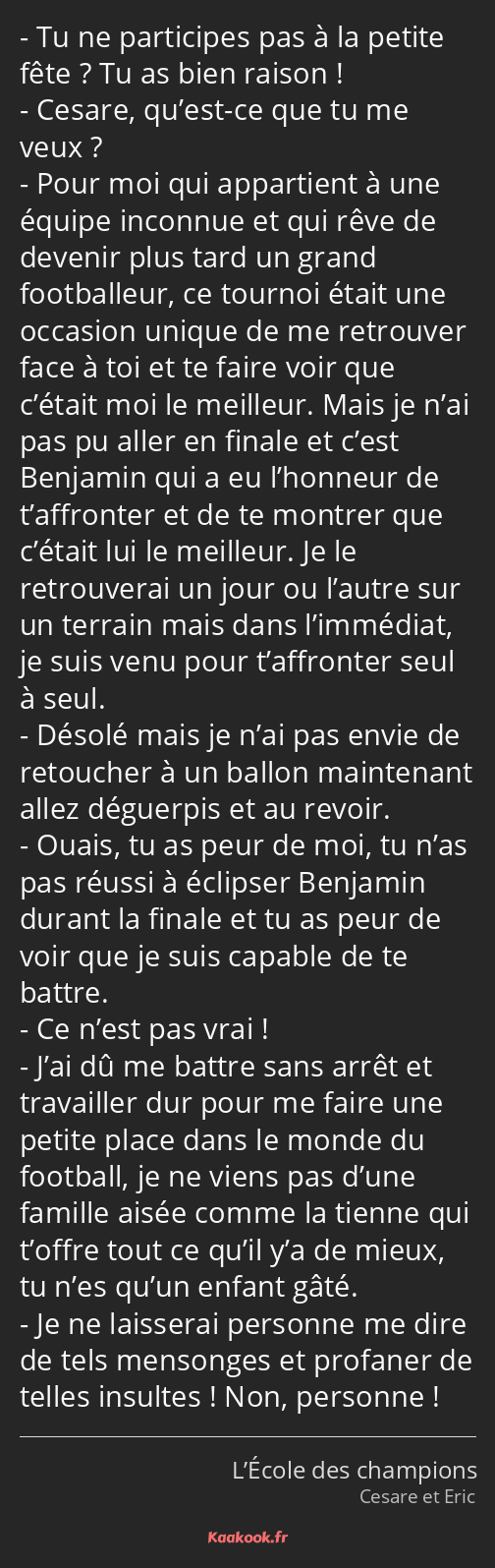 Citation « Tu ne participes pas à la petite fête ? Tu as… » - Kaakook